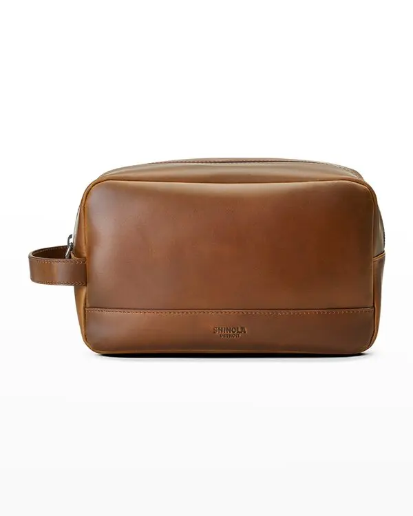 Shinola Navigator Leather Zip Travel Kit - Medium Brown