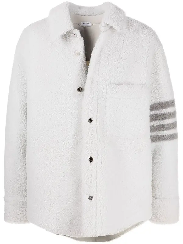 Thom Browne 4-bar Shearling Jacket - White