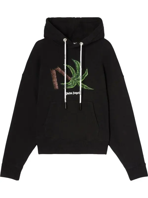 Palm Angels Broken Palm Printed Hoodie - Black