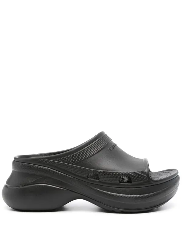 Balenciaga X Crocs™ Logo-Embossed Slides - Black | Editorialist display picture 2