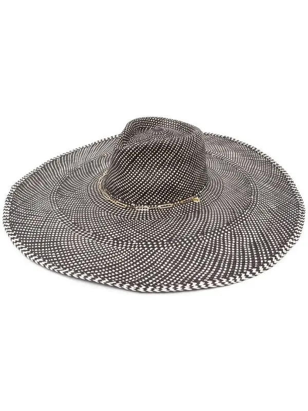 Van Palma Interwoven Design Wide Fedora Hat In Black - 30  display picture 3