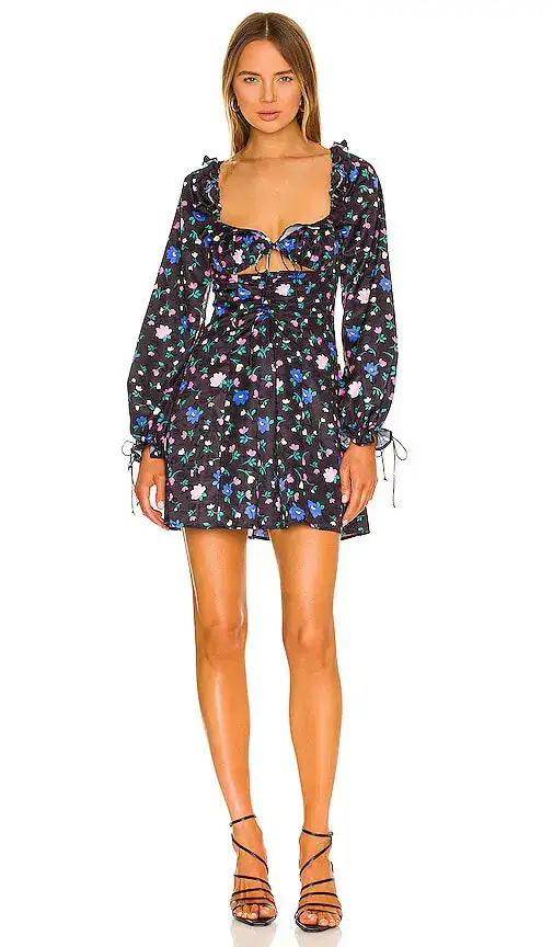 For Love & Lemons Lexy Long Sleeve Mini Dress In Black - 54% Off |  Editorialist
