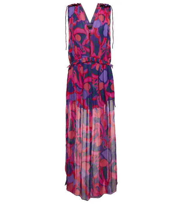 isabel marant silk chiffon dress Isabel Marant Cleane Silk-Chiffon Midi Dress in Pink