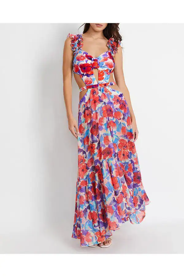 Patbo Violet Cut-Out Beach Dress - Red