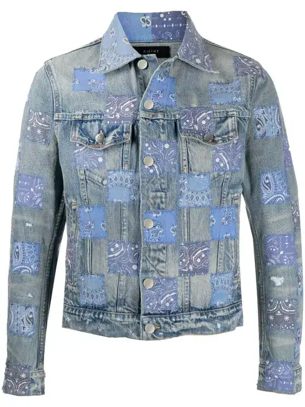 ヒロ　AMIRI バンダナ柄 デニムジャケット XL Amiri Bandana-Patchwork Denim Jacket In Blue - 67% Off | Editorialist