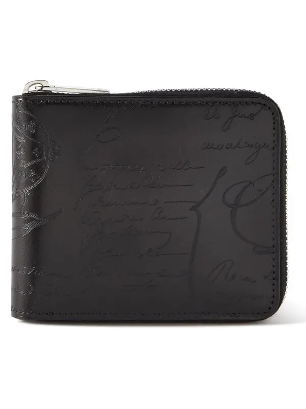 ベルルッティ Venezia Scritto line zip wallet Berluti Scritto Venezia Leather Zip-Around Wallet In Black - 50