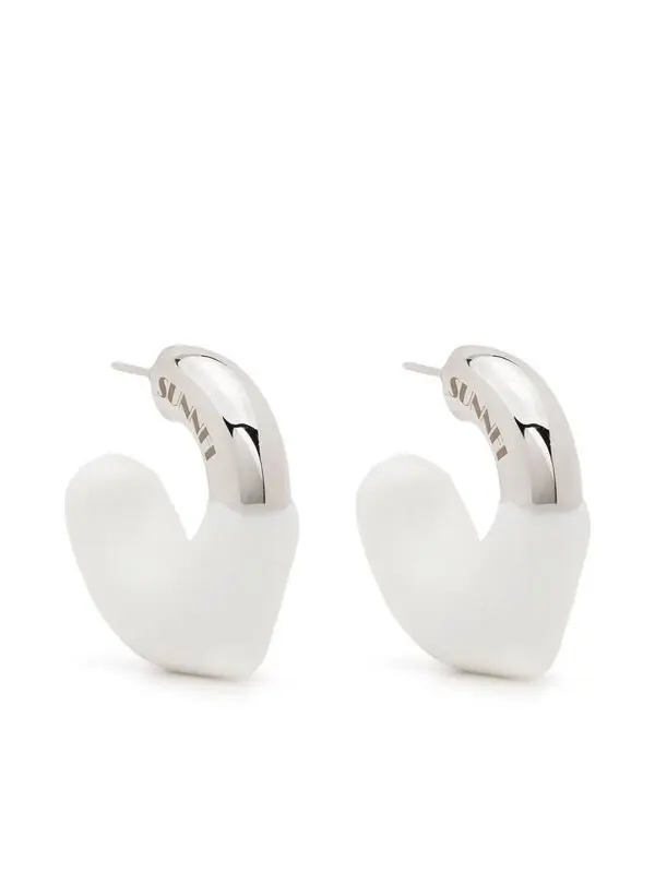 Sunnei Rubberized Hoop Earrings - Silver
