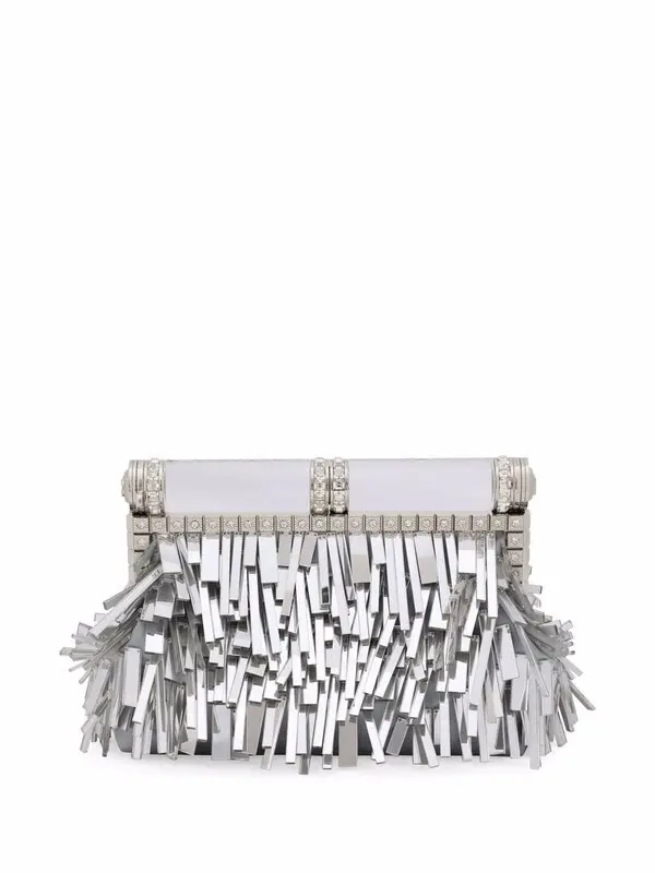 Dolce & Gabbana Fringed Leather Clutch - Silver