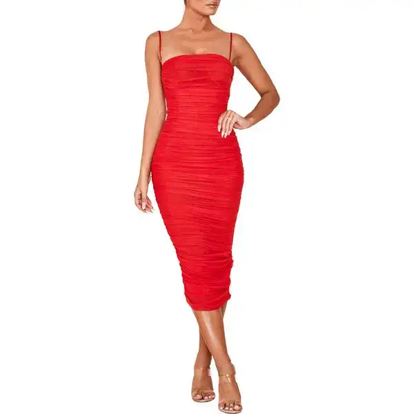 house of cb red ruched dress Rent House Of Cb Red Dress UK 8