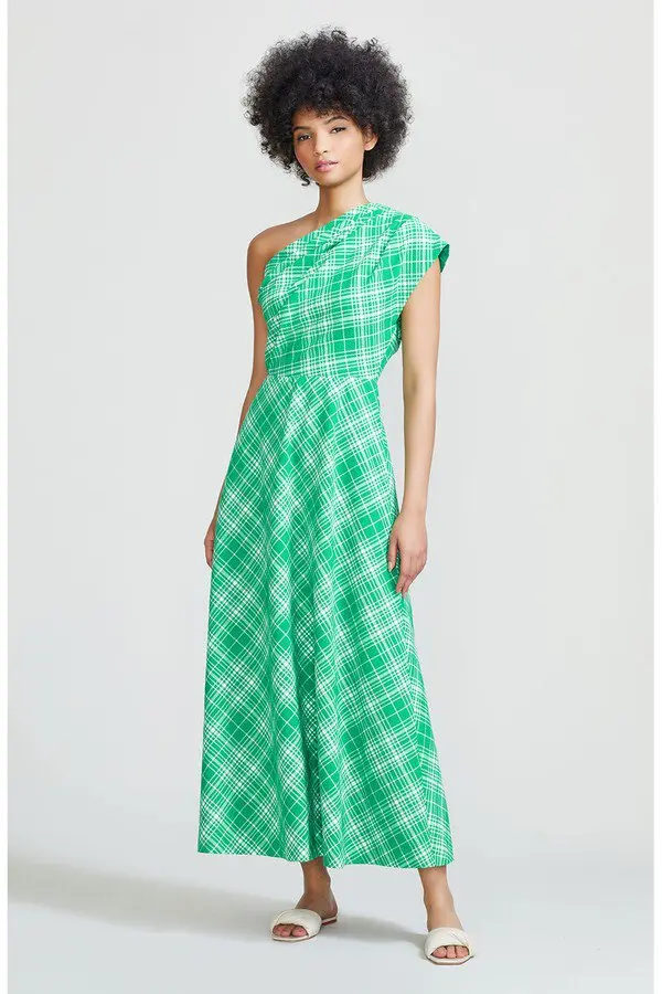 blue and green maxi dress Baltic Born Womens Montaigne Ruffle Maxi Dress | Blue Sage Floral main image 1