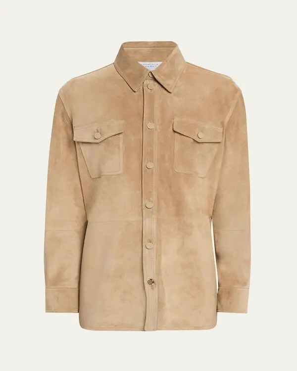 Gabriela Hearst Lucas Suede Overshirt - Camel