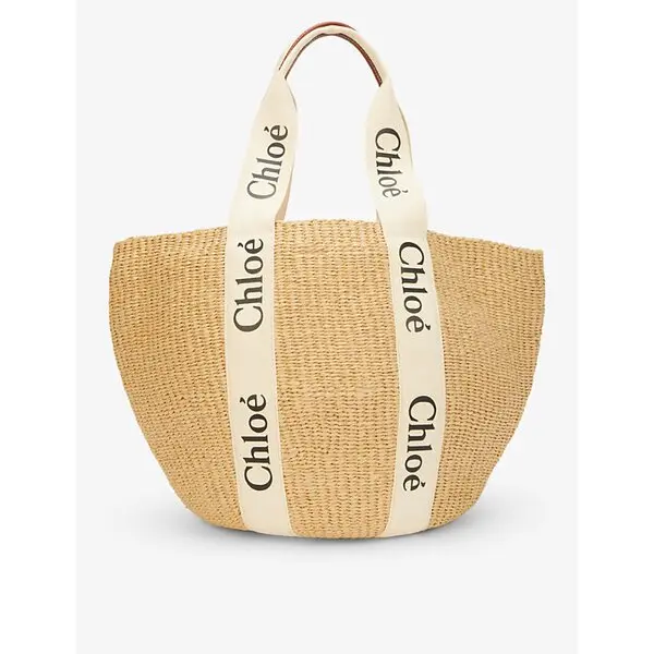 Chloé Woody Medium Paper Basket Bag - White