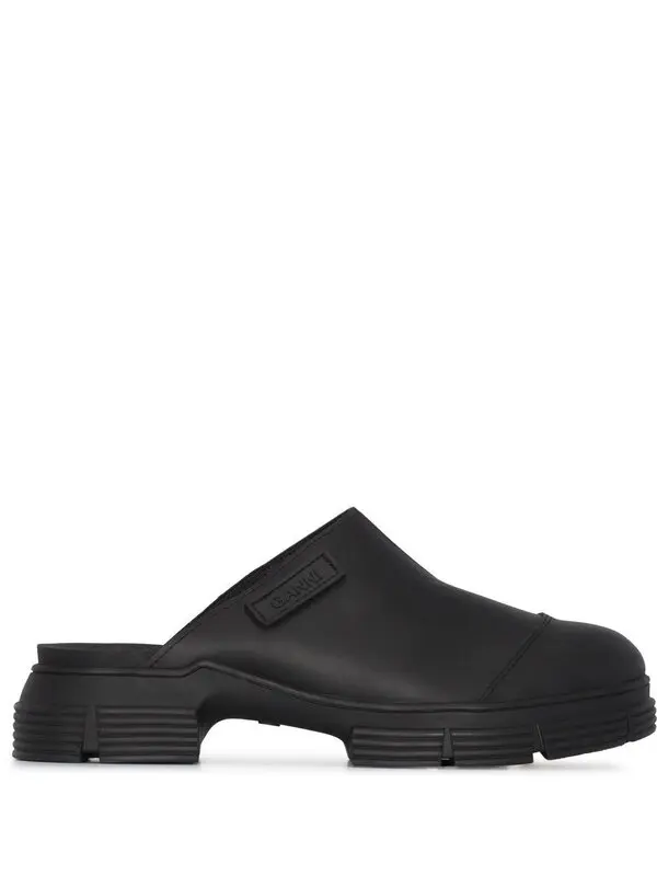 GANNI City Mules With Chunky Sole - Black
