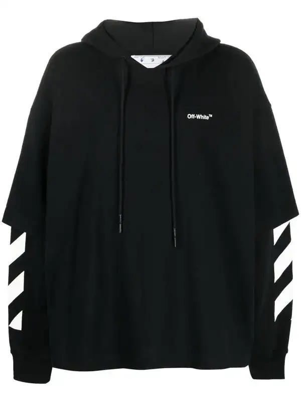 Off-White Diag Ayered Hoodie Black Editorialist