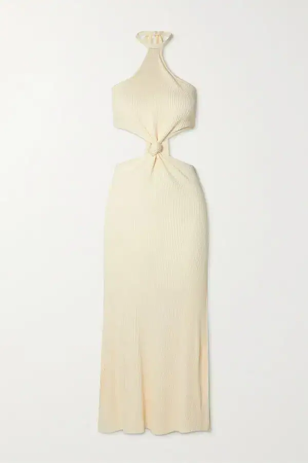 Cult Gaia Cameron Ribbed-Knit Halterneck Midi Dress - White - 60% Off |  Editorialist