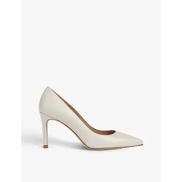 LK BENNETT Floret Pointed-toe Leather Courts - Cre-ecru