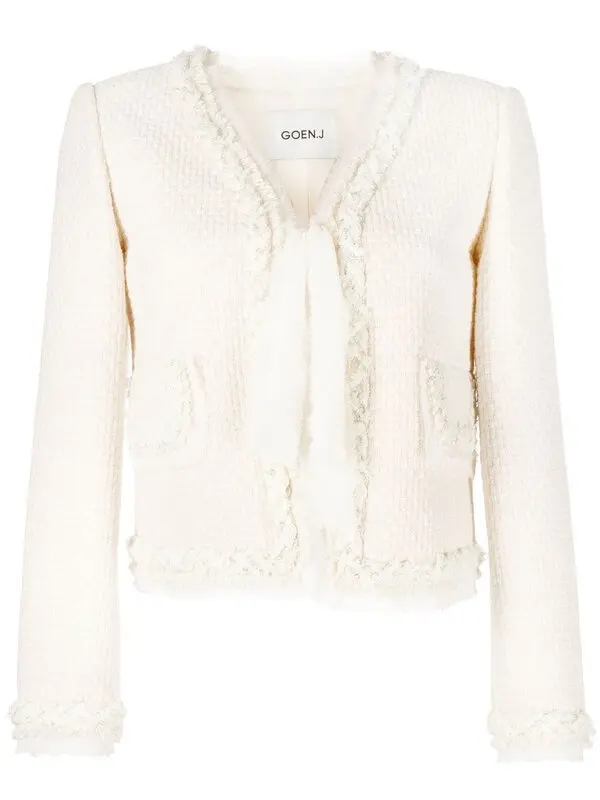 Goen.j Lace-trim Tweed Jacket