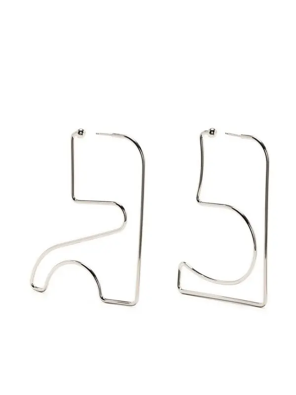 COURREGES Logo Geometric Earrings - Silver