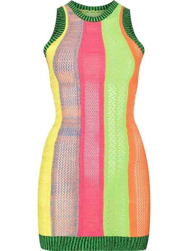 Agr Lace-Knit Striped Dress In Green - 53% Off | Editorialist