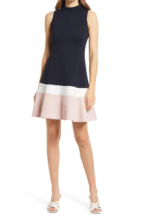 fitted lace wedding dress NWOT Express Colorblock Fit & Flare Dress-Size Small – Second Bite main image 1
