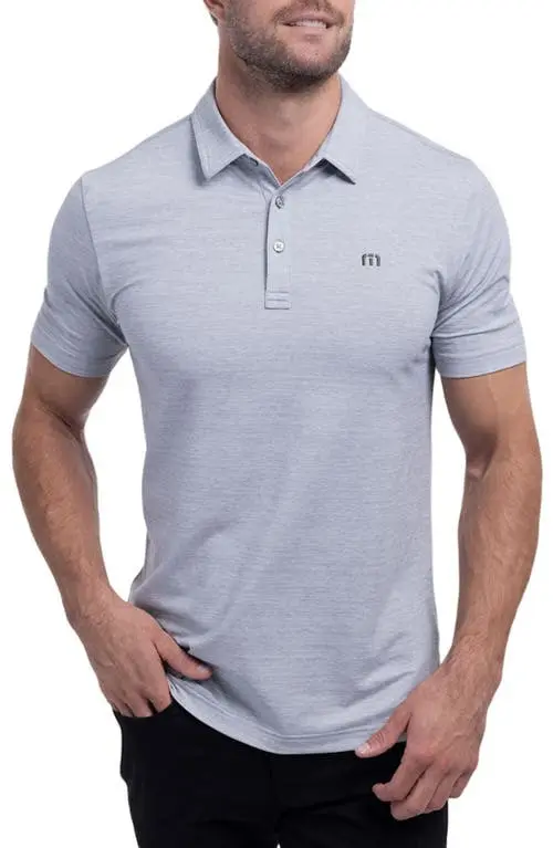 Travis Mathew The Heater Solid Short Sleeve Performance Polo - Heather Microchip
