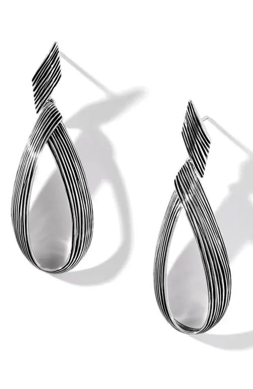 John Hardy Bamboo Striated Drop Earrings - Silver