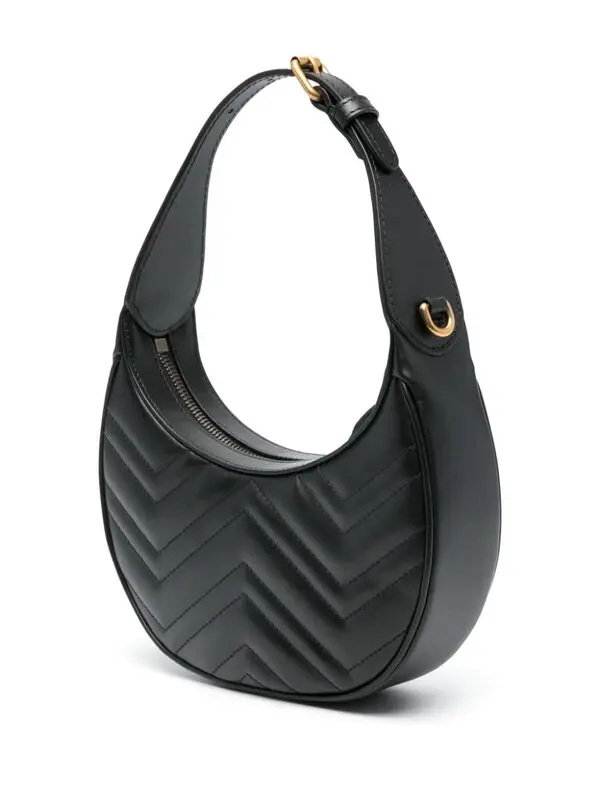 Gucci Mini Gg Marmont Half-moon Shoulder Bag - Black