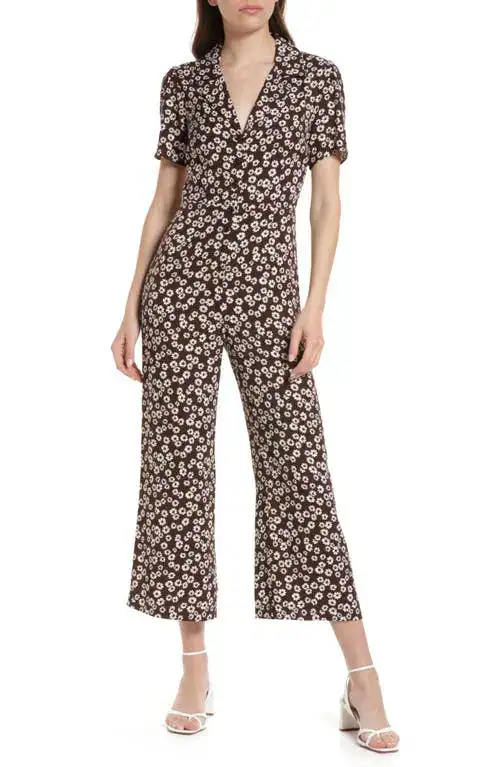 Buy REFORMATION Bev Floral Print Jumpsuit - Maple At 30% Off | Editorialist