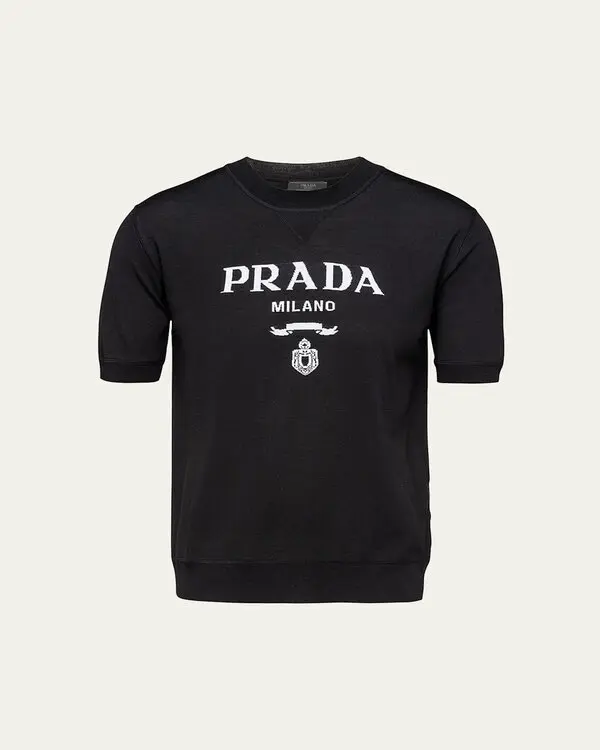 Prada Superfine Wool Logo Sweater - Nero