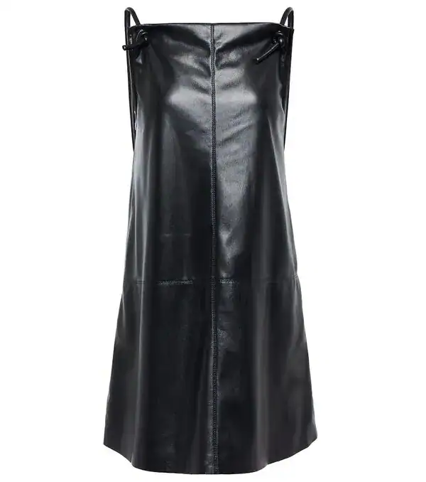 knee length dresses for ladies Nanushka Black Vegan Leather Roberta Dress main image 1