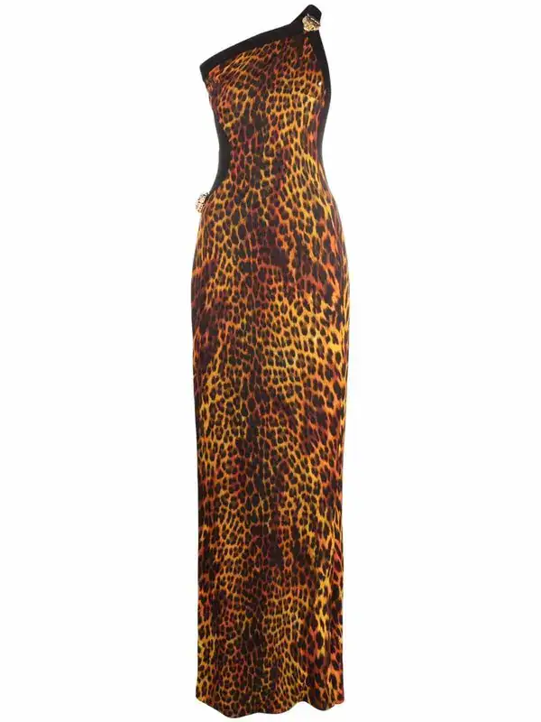 Roberto Cavalli Leopard-Print Long Dress In Black - 48% Off