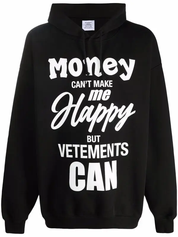 Vetements Graphic-print Cotton Hoodie - Black
