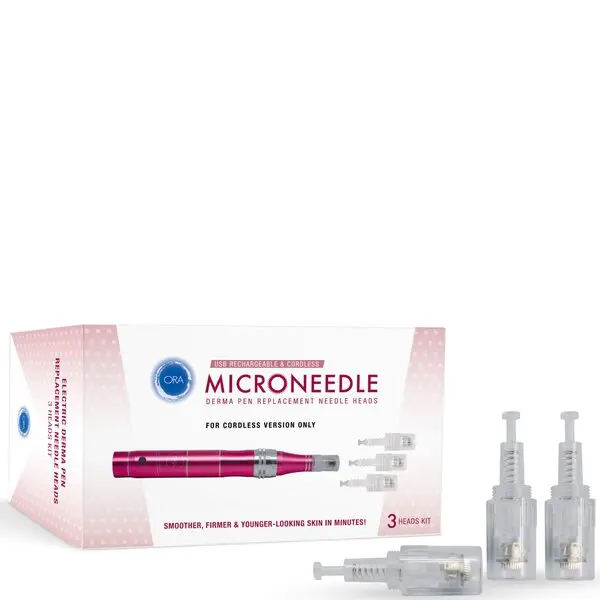 BEAUTY ORA Ora Electric Microneedle Roller Derma Pen Replacement Heads3 Heads Kit 3 Piece