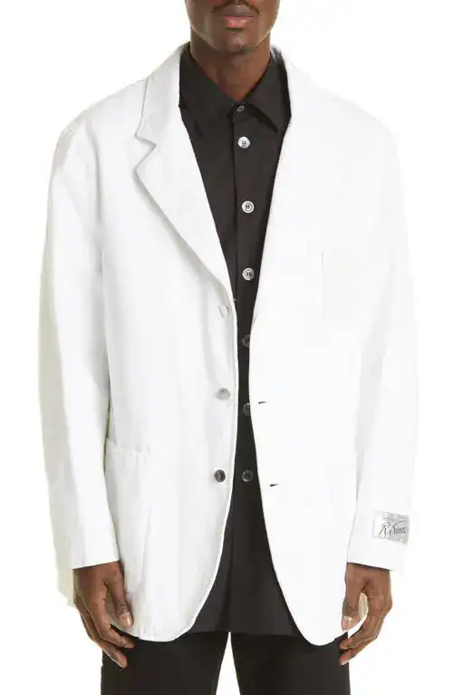 Raf Simons Schoolboy Denim Blazer In White - 78% Off | Editorialist