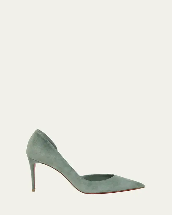 CHRISTIAN LOUBOUTIN Iriza Suede Half D'orsay Pumps - Manuka