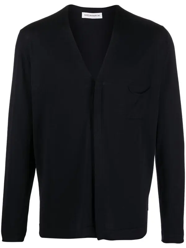 GOES BOTANICAL Merino Wool V-neck Cardigan - Blue