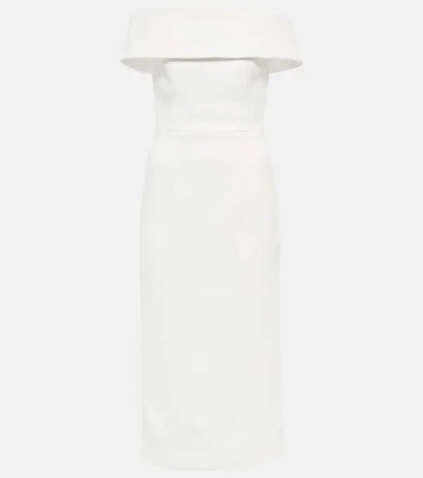 Rebecca Vallance Bridal Amore Off-shoulder Crêpe Midi Dress - White