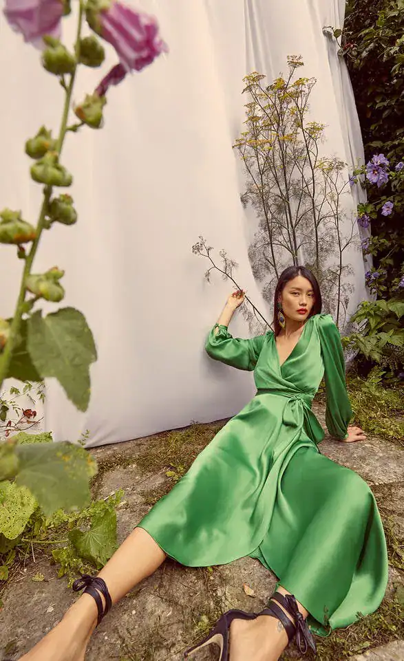 Temperley London Lolli Wrap Dress In Green - 29% Off | Editorialist