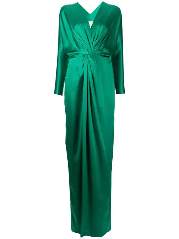 Michelle Mason Twist-Detail Silk Gown - Green - 40% Off