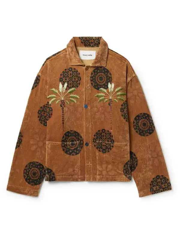 Story Mfg. Short On Time Embellished Organic Cotton-Velvet Jacket