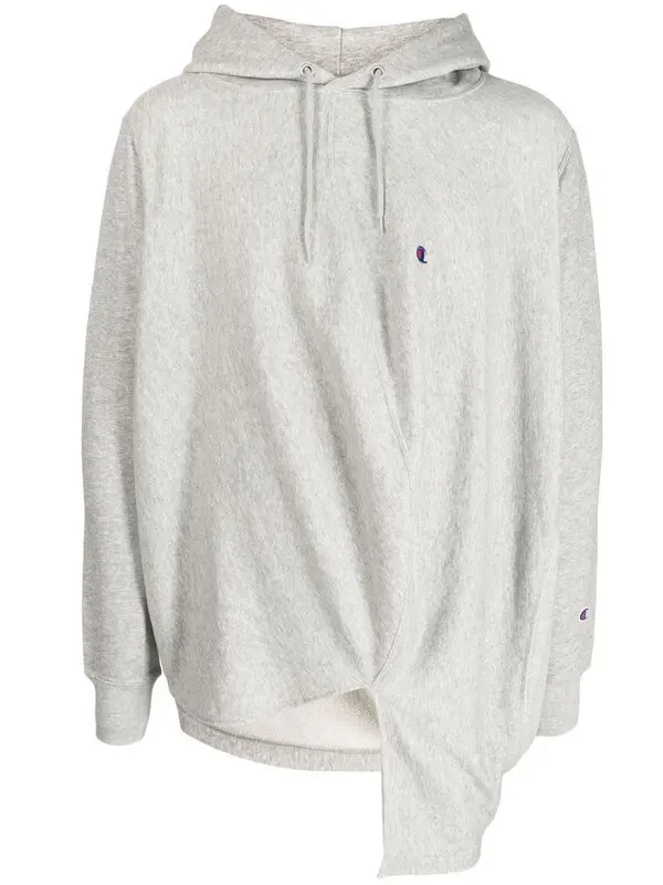 Anrealage Draped Drawstring Hoodie - Grey