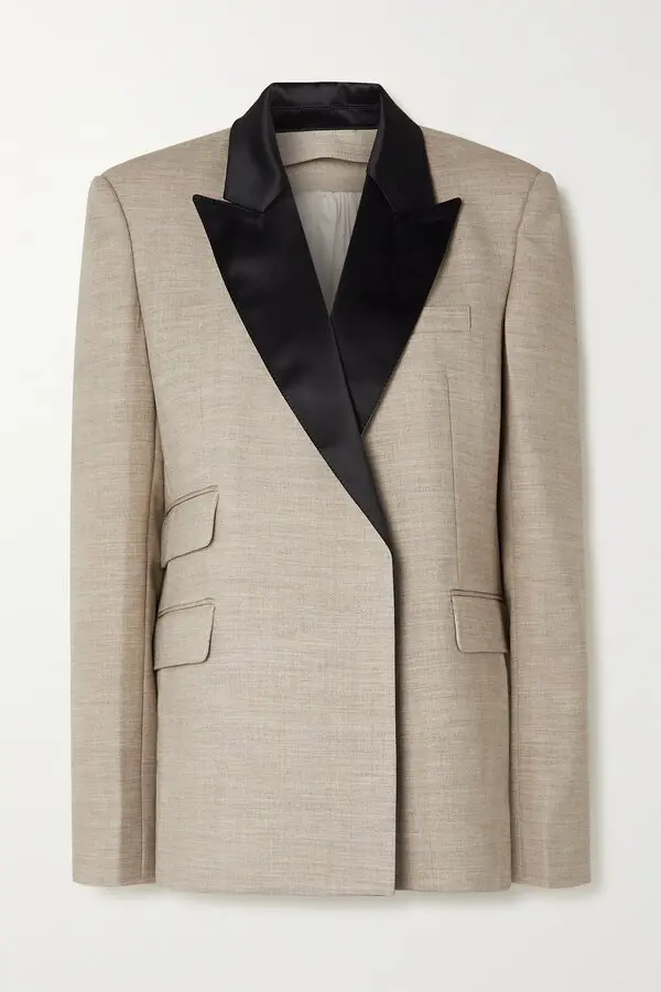 Peter Do Satin-Trimmed Wool-Blend Blazer In Neutrals - 60% Off ...