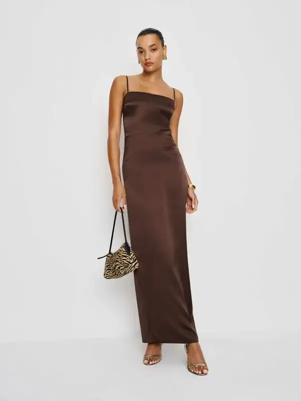 Reformation Frankie Linen Maxi Dress - Brown | Editorialist