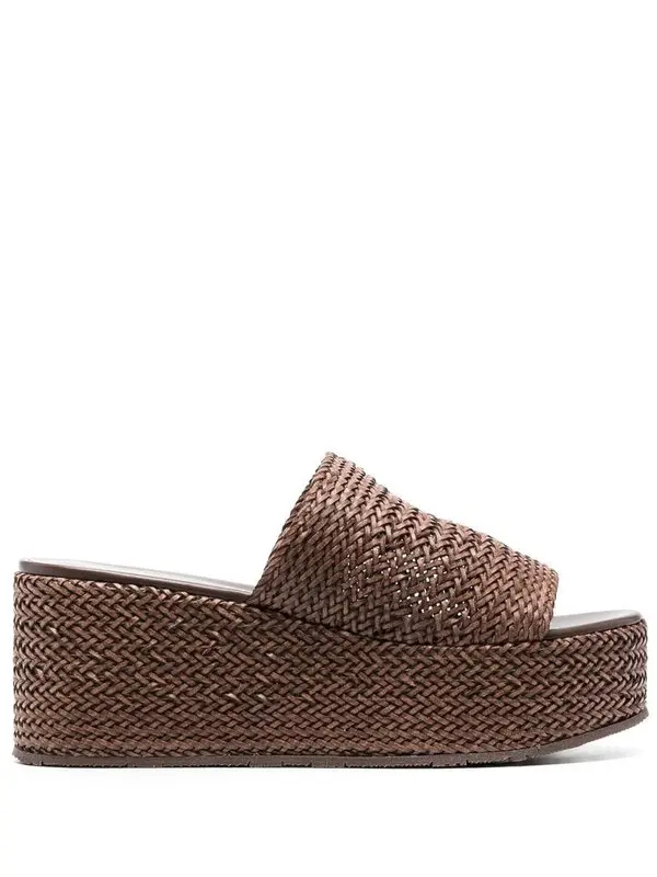 Casadei Interwoven Platform Wedge Sandals