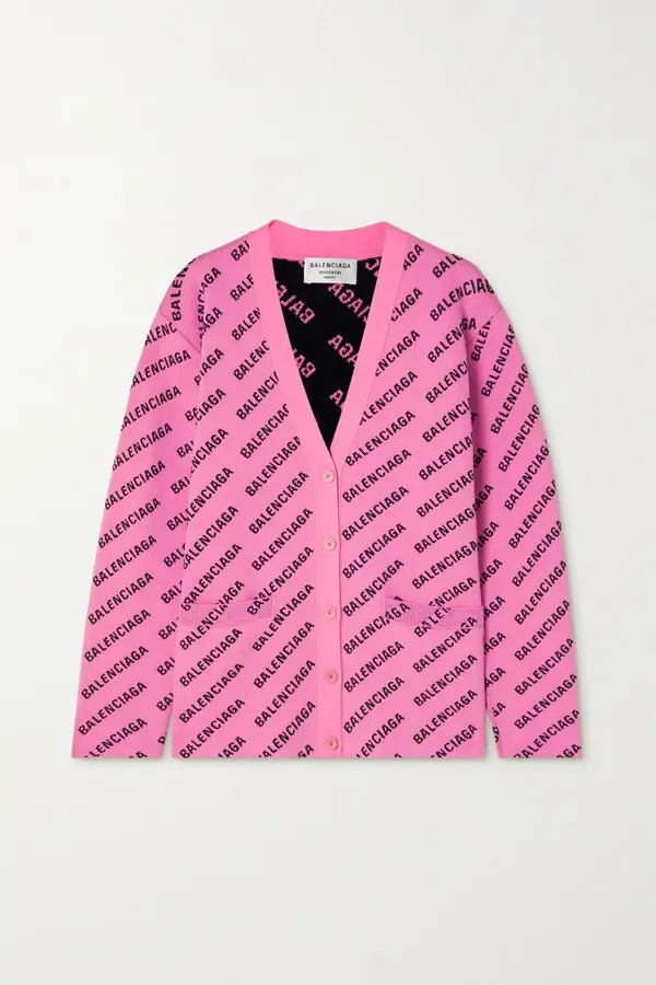 Buy Balenciaga Allover Logo Cardigan - Pink At 30% Off | Editorialist