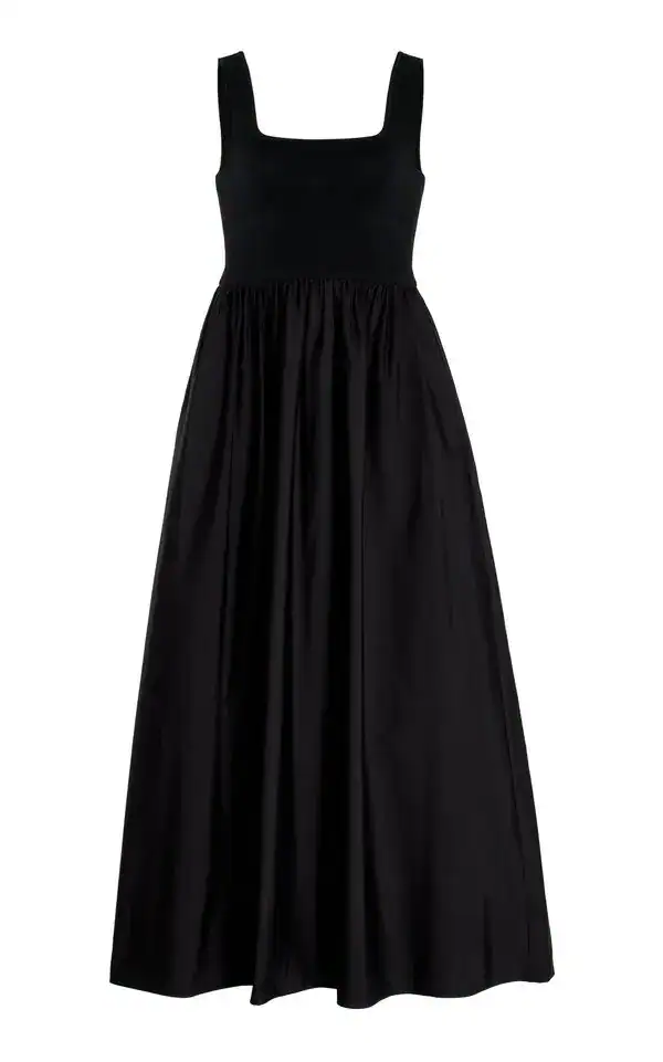 Matteau - Ribbed-knit and Cotton Maxi Dress - Black - 4 - Moda Operandi