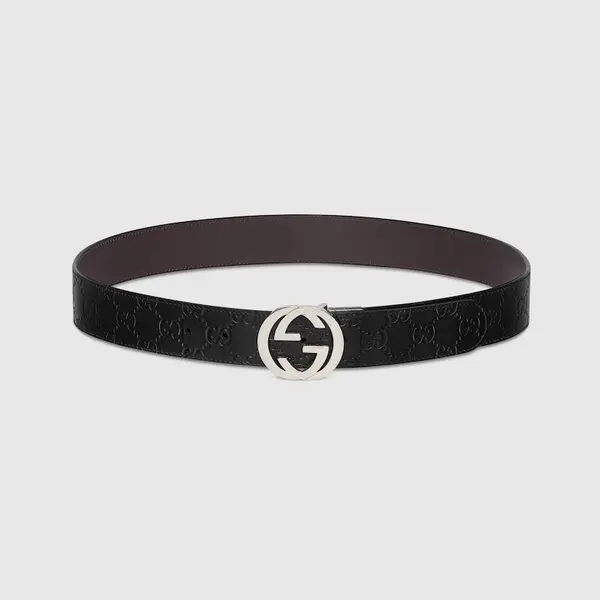 Gucci Reversible Belt With Interlocking G Buckle - Brown
