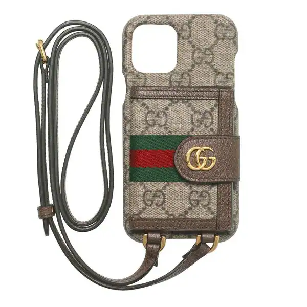 GUCCI iPhone12/12PRO ケース Gucci GG Supreme Canvas Phone Case with Card Holder for iPhone 12