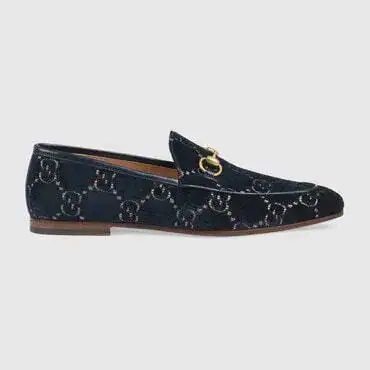 Gucci Jordaan Gg Velvet Loafer Velvet - Blue | Editorialist display picture 1