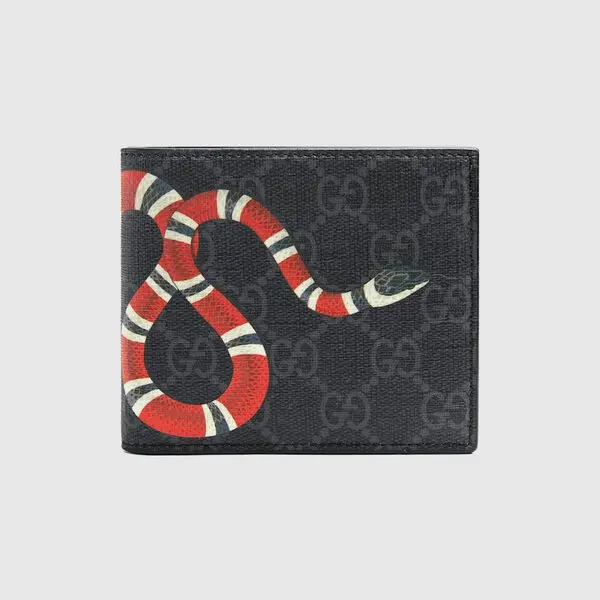 Gucci Kingsnake Print Bi-fold Wallet Gg Canvas